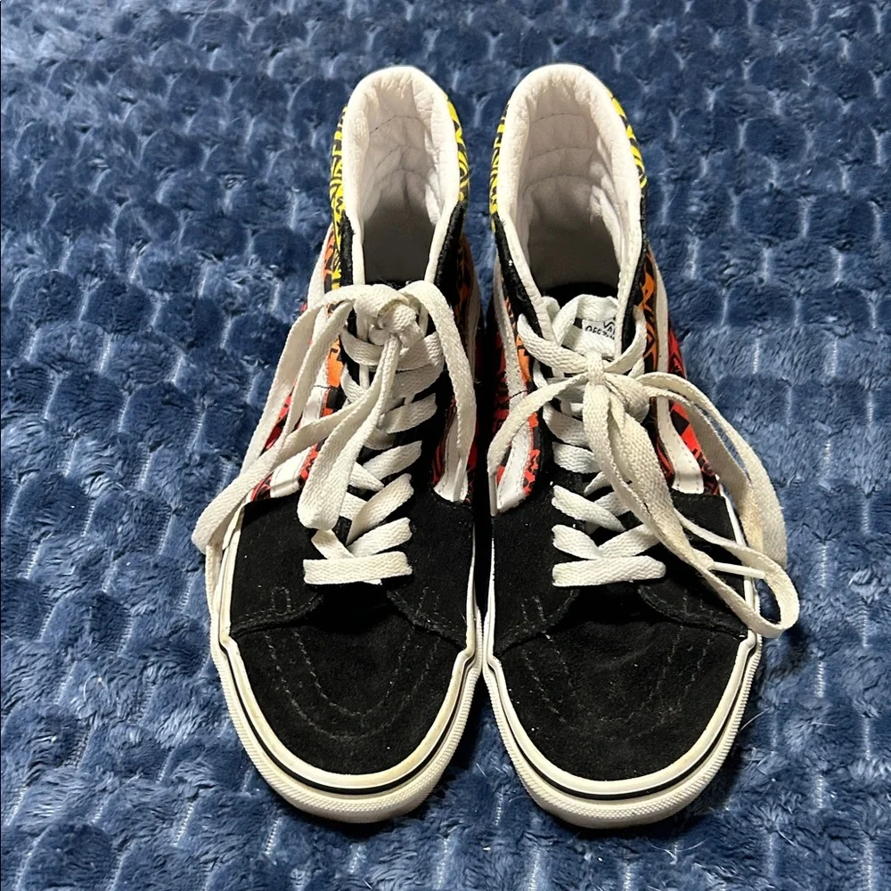 Vans | Shoes | Vans Youth Hightop Canvas Sneakers Black With Yellow Red ...